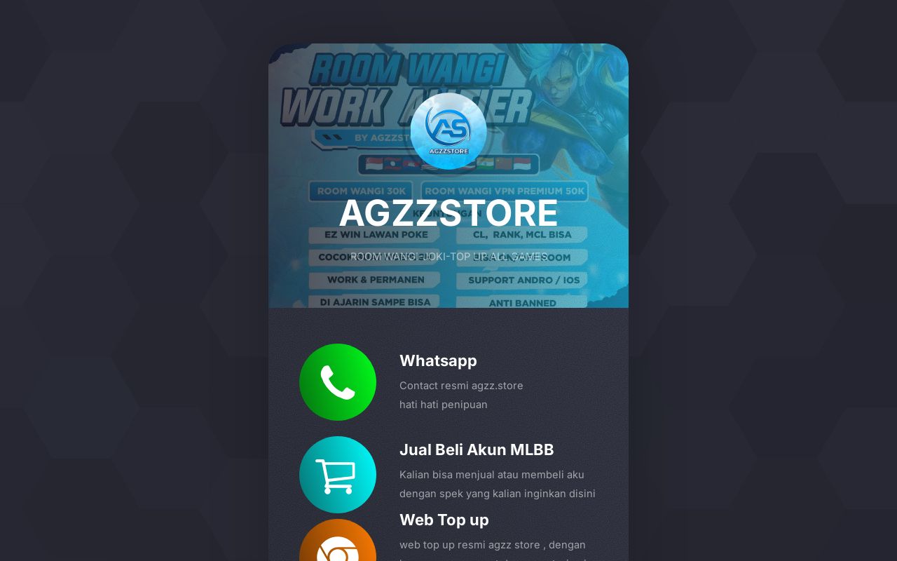 landing page agzz store